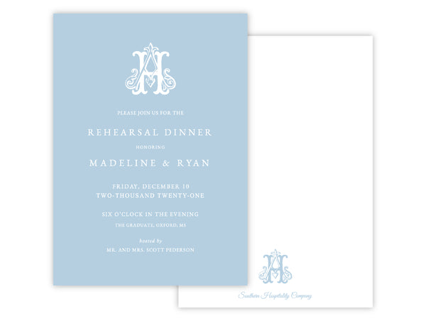 Rehearsal Dinner Monogrammed Invitation – Southern Hospitality Co.